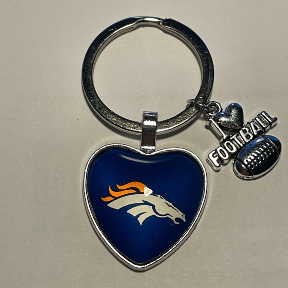 NFL | Accessories | Denver Broncos Nfl I Love Football Heart Key Ring ...